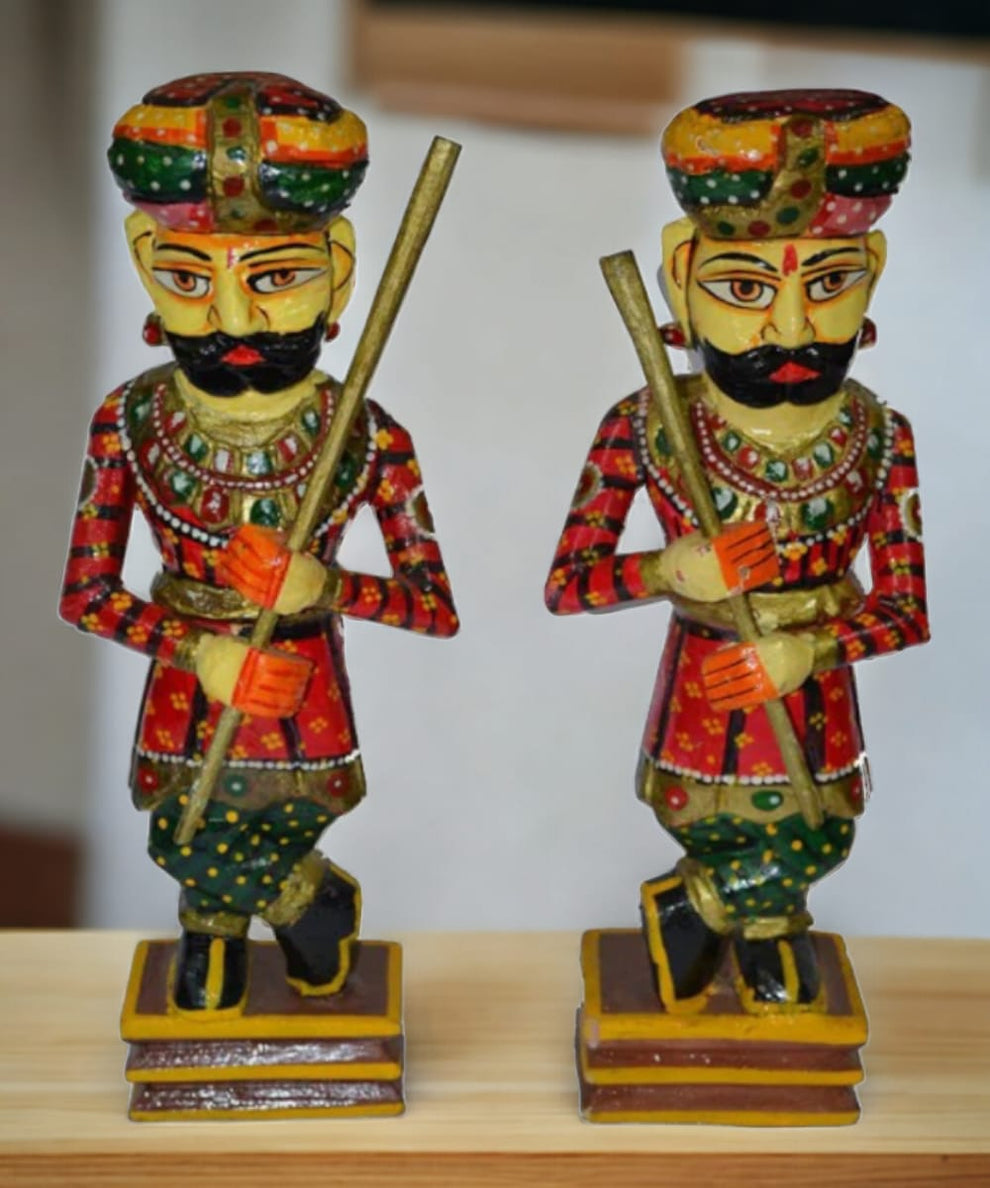 Handpainted Wooden Chowkidar(2pc) – Indicraft Australia